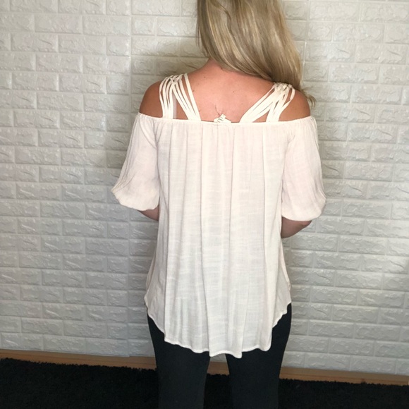 Tops | Cold Shoulder Wheat Colored Peasant Top | Poshmark